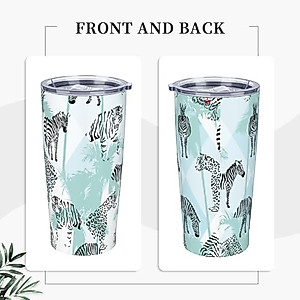 Yaxongx 20oz Tumbler Leopards Tiger Zebra Double Wall Vacuum Insulated Coffee Mug with Lid and Metal Straw Brush Reusable Stainless Steel Water Bottle Travel Cup Gifts for Car Ice Drinks Hot Beverage