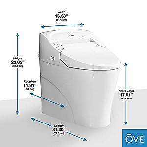 Ove Decors Virtuoso Bidet Toilet Built-in with Tank Elongated, Automatic Flushing, Heated Seat, Soft Close, ECO Mode with Remote Control