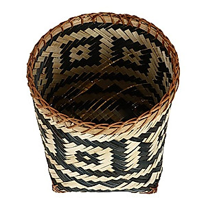 DOITOOL Woven Trash Can Round Wastebasket Vintage Waste Paper Basket Decorative Garbage Waste Can for Bedroom, Bathroom, Kitchen, Home Office, Craft, Utility Rooms, and Garage