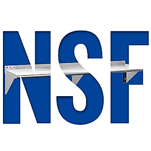 HALLY SINKS & TABLES H Stainless Steel Shelf 18 x 72 Inches, 500 lb, Commercial Wall Mount Floating Shelving for Restaurant, Kitchen, Home and Hotel