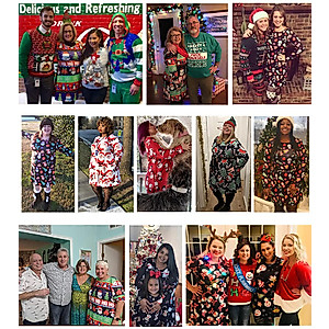 VISLILY Women's Plus Size Christmas Holiday Dress Xmas Patterned Tunic Dress 20W 03C