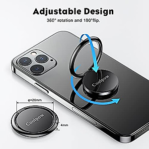 【2-Pack】 Coolpow Cell Phone Ring Holder, Finger Stand 360 Degree Rotation Finger Ring Phone Kickstand for Magnetic Car Mount Compatible with iPhone, Samsung, Smartphone Accessories
