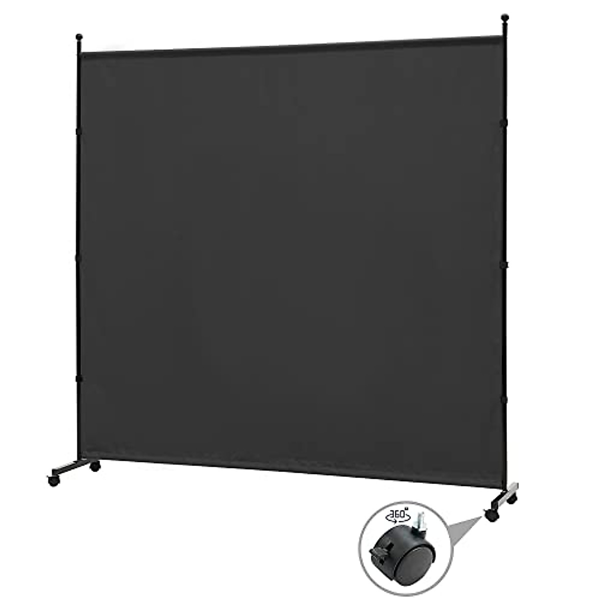 SIMFLAG 6FT Single Panel Room Divider with Wheels,Rolling Fabric Room Dividers for Partition Privacy Screens,Freestanding Wall Divider for Home Office,Restaurant,Hospital,(Black)
