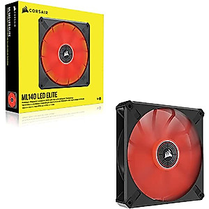 CORSAIR ML140 LED Elite, 140mm Magnetic Levitation Red LED Fan with AirGuide, Single Pack, Black