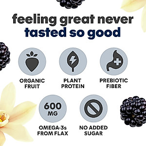 Noka Superfood Fruit Smoothie Pouches, Blackberry Vanilla, Healthy Snacks with Flax Seed, Plant Protein and Prebiotic Fiber, Vegan and Gluten Free Snacks, Organic Squeeze Pouch, 4.22 oz, 12 Count