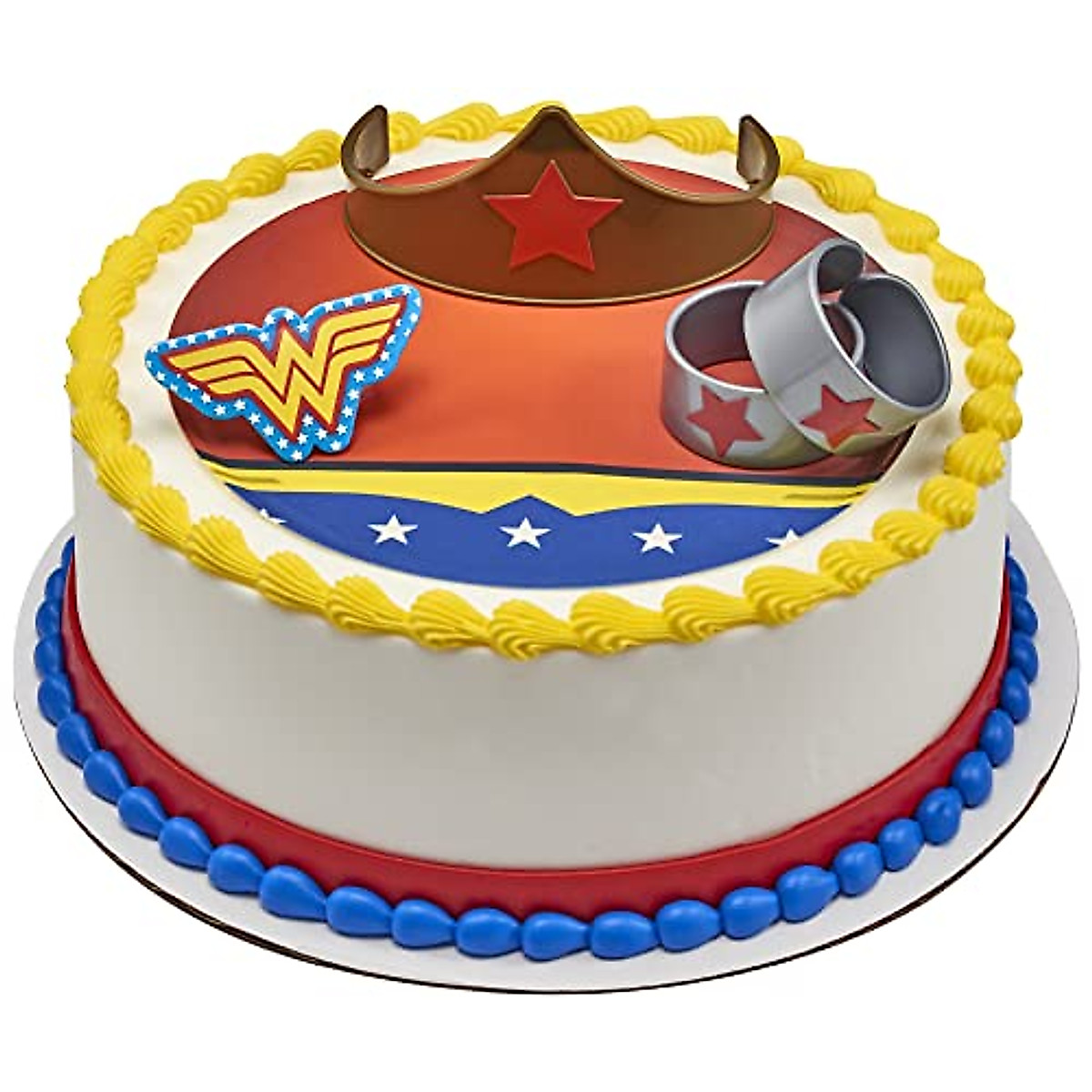 DecoPac 7222, Wonder Woman Strength and Power Cake Toppers, 3", count of 4