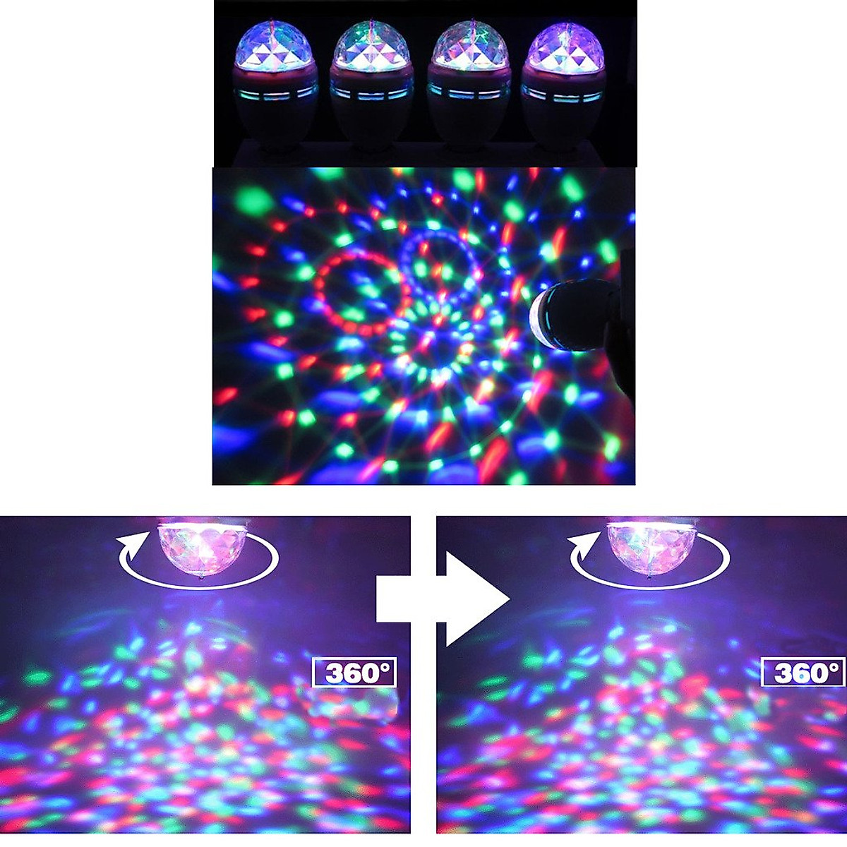 TRENDBOX E27 3W LED Full Color Rotating Auto Crystal Ball Bulb AC 85-260V Mini Party Light Lamp Energy Saving Disco DJ