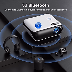 HAPPRUN Projector, Native 1080P Bluetooth Projector with 100''Screen, 9500L Portable Outdoor Movie Projector Compatible with Smartphone, HDMI,USB,AV,Fire Stick, PS5