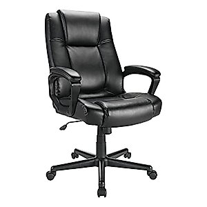 Realspace® Hurston Bonded Leather High-Back Executive Chair, Black, BIFMA Certified