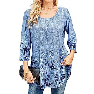 Tencole Ladies Tops and Blouses Dressy, Pleated Womens Tops Casual Loose Fit Comfy Tunic Blouse Long Tunics for Women to Wear with Leggings Dressy Shirts Peasant Tops Loose Fit Fall