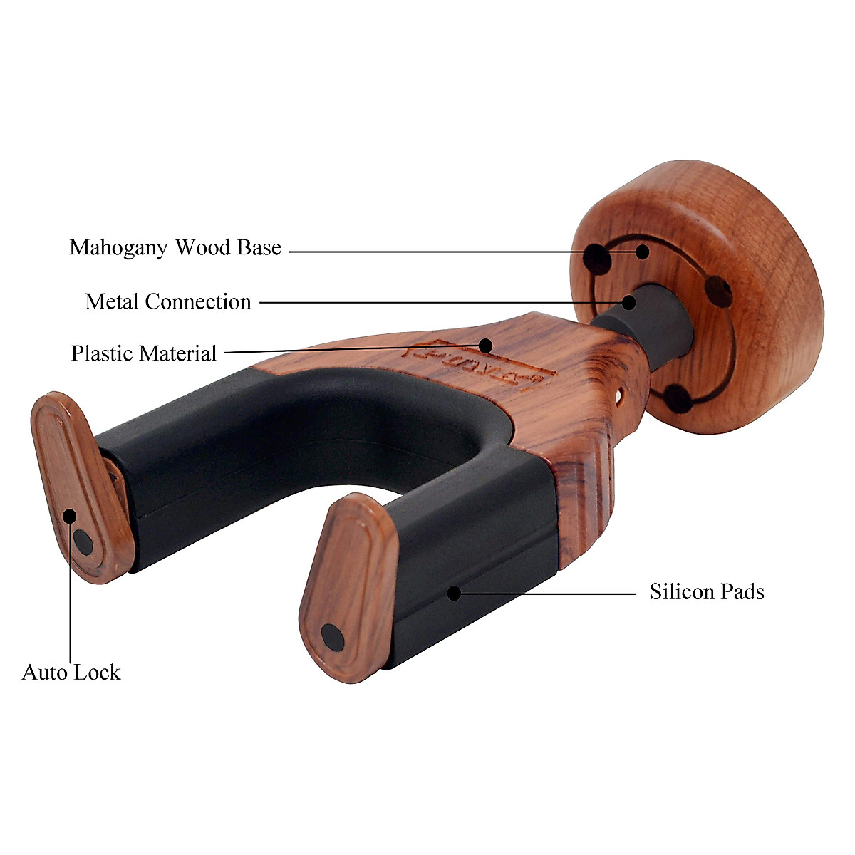 Guitar Hanger Wall Mount Hook with Auto Lock Safe for All Guitars Bass Cello Mandolins