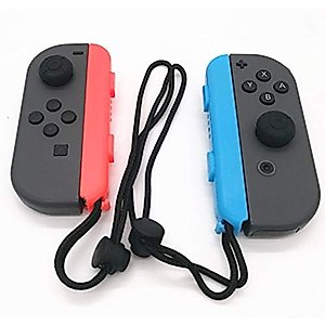 1 Pair of Joy-Con Handle Controllers with anti-slip Lanyards for Nintendo Switch Video Games-Blue&Red