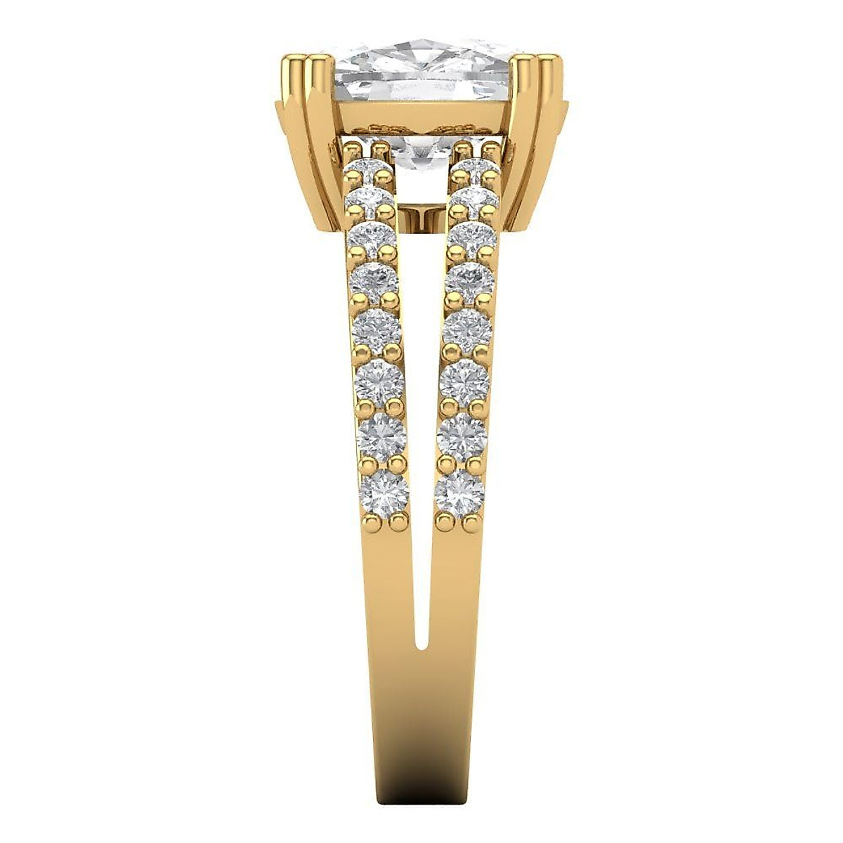 Clara Pucci 3.50 ct Cushion Cut Solitaire Lab Created White Sapphire Designer Anniversary Bridal Engagement Ring 14k Yellow Gold 7