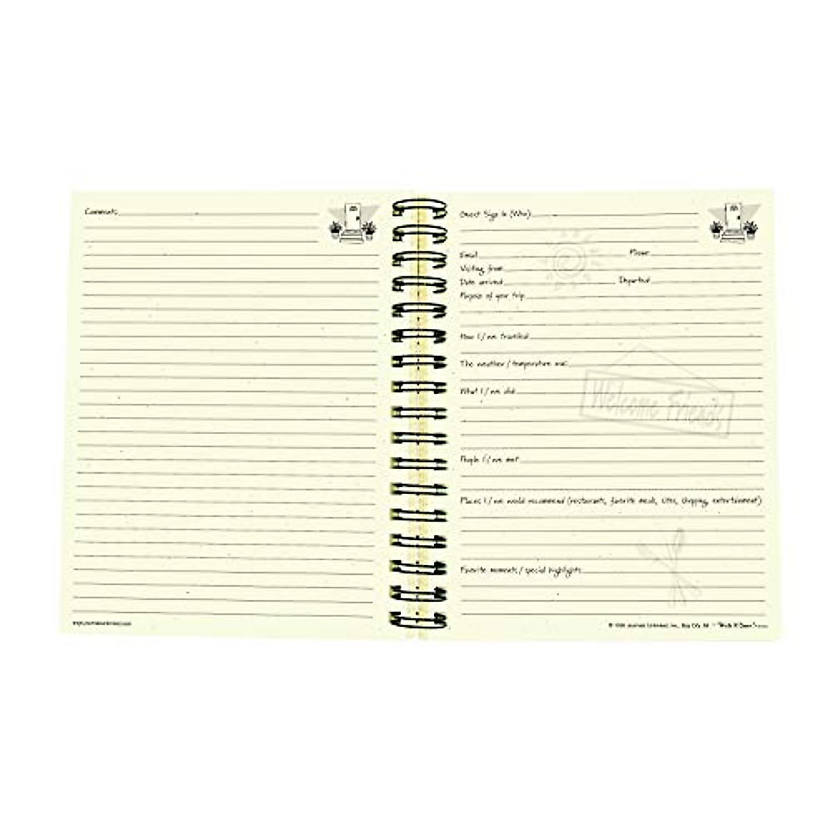 Journals Unlimited "Write it Down!" Series Guided Journal, Guest Journal, Enjoy Your Stay!, with a Cranberry Hard Cover, Made of Recycled Materials, 7.5"x 9"