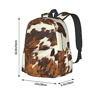 Red and white cowhide Print Bookbag, Backpacks For Women Men Laptop Backpack, Bookbags For Teen Girls Boys