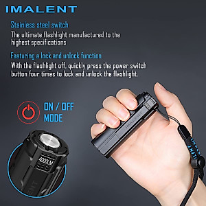 IMALENT LD70 EDC Flashlight Led Rechargeable Torch, Powerful Flashlight 4000 Lumens with CREE XHP70.2 LED, Super Bright Handlight for Camping and Hiking (Black)
