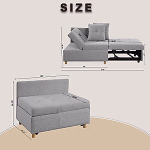 Sofa Bed, 4 in 1 Multi-Function Sofa Bed, Folding Ottoman with 2 Pillows, Linen Convertible Chair Adjustable Backrest, Sofa Bed Sleeper Chair Modern Sleeper Sofa Bed for Living Room, Small Apartment L