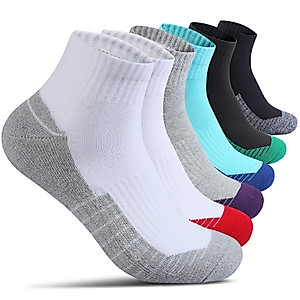 Begrily Cotton Socks for Men Low Cut, Max Cushion Thick Athletic Ankle Mens Sock for Hiking Running Sport Work 6 Pack Color Assorted Size 6-12