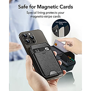 ESR MagSafe Wallet (HaloLock), iPhone Wallet with Adjustable Stand, Magnetic Wallet for iPhone 14/13/12 Series, Not for iPhone 13/12 mini, 3 Card Holder, MagSafe Accessories, Vegan Leather, Black