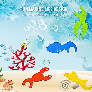 Kingubznis Funny Dental Floss Pick for Kids & Toddler - Unflavored Teeth Flossers with Portable Travel Bag, Non-Slip Ocean Animals Shaped, Soft Interdental Flossing Sticks Holiday Gift (288 Count)