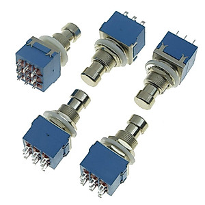 KAISH Pack of 5 Box Stomp 9-Pin 3PDT Electric Guitar Effect Pedal Switch Push Button Footswitches True Bypass Blue