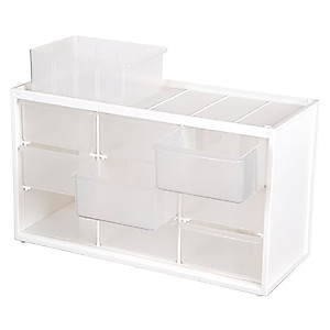 ArtBin 6809PC Store In Drawer Cabinet Sewing & Craft Organization, Plastic Storage Unit with 9 Drawers, White with Clear Drawers