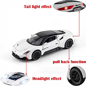 Toy Cars Model MC20 Alloy Collectible Pull Back Vehicles Diecast with Light&Sound (White)