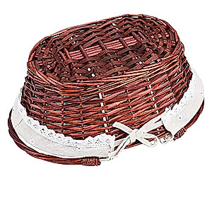 ZEONHEI 2 PCS Wicker Gift Picnic Basket, Brown Willow Woven Basket, Fruit Easter Candy Wedding Party Decoration Serving Basket with Folding Handles and Linen Cloth Lining