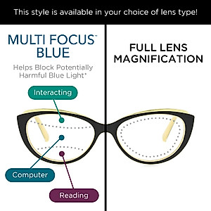 Sofia Vergara x Foster Grant women's Sofia Blue Light Multi Focusâ„¢ Glasses Reading Glasses, Black, 56mm US