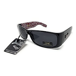 Locs Mens Hardcore Gangster Sunglasses Bandana Print BLACK/RED