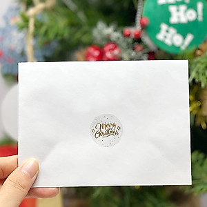 allydrew Christmas Stickers Label Roll, Holiday Stickers for Sealing Cards, Envelopes, Gift Boxes, Festive Party Favors (500 pcs), (Gold Foil) Merry Christmas