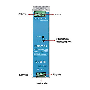 NDR‑75‑24 Rail Power Supply 3.2A 76.8W Electrical Power Accessories Rail Power Supply Switch AC100‑240V Industrial Power Supply