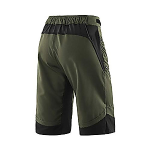 ARSUXEO Men's Loose Fit Cycling Shorts MTB Bike Shorts Water Ressistant 1903 Army Green Size Large