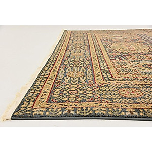 Unique Loom Palace Collection Traditional, Southwestern, Medallion, Geometric Area Rug, 9' 0" x 12' 0", Navy Blue/Tan