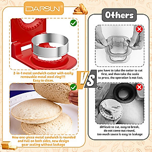 Metal Sandwich Cutters for Kids Lunch,Round Sandwich Cutter and Sealer,Peanut Butter Jelly Sandwich Cutter,Ideal for School Lunch Boxes and Bento Boxes Boys Girls(Round RED)