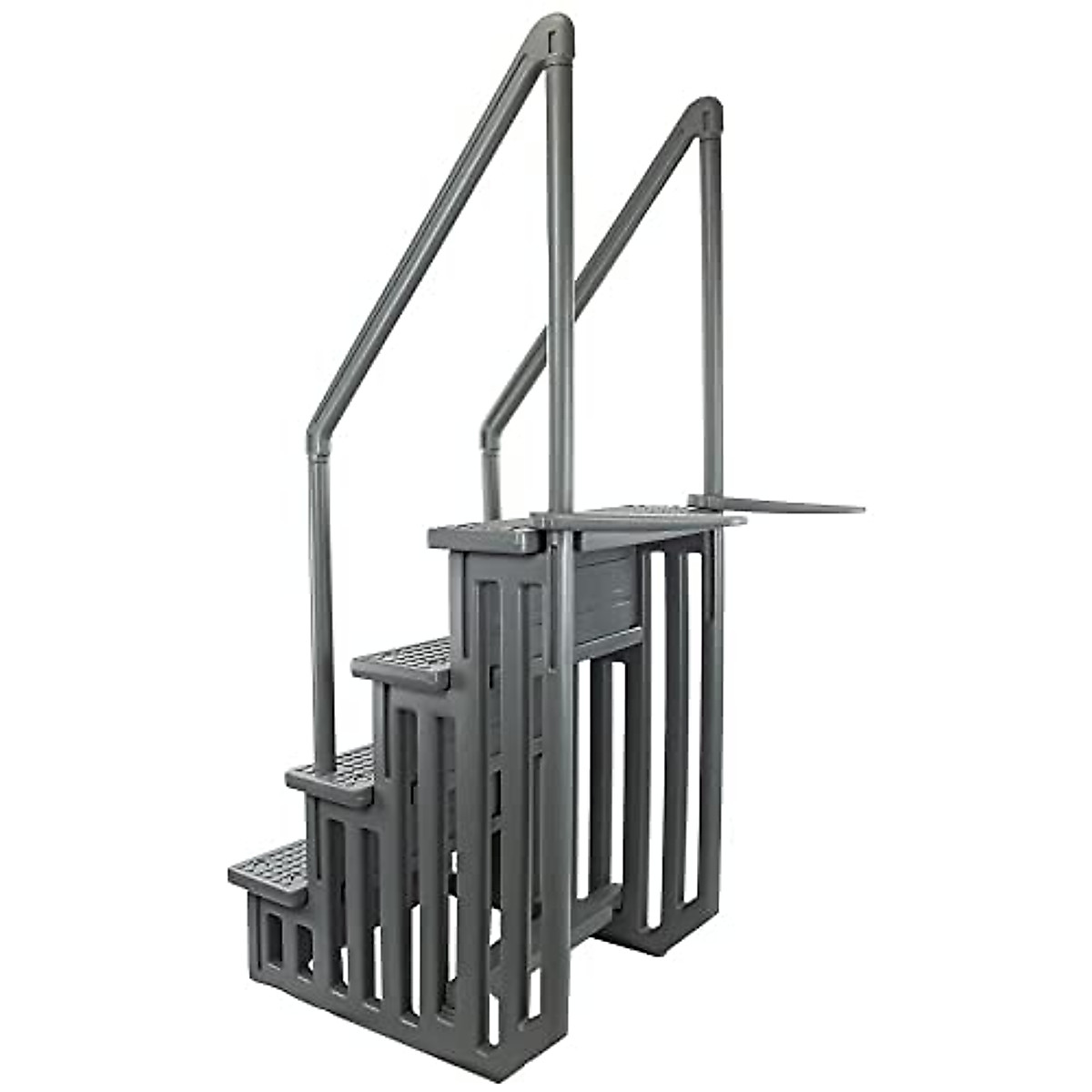 Aqua Select Above Ground Anti-Slip Pool Steps to Deck | Safety Swimming Pool Ladder | Designed for Above Ground Swimming Pools | Holds Up to 350 Pounds | Grey