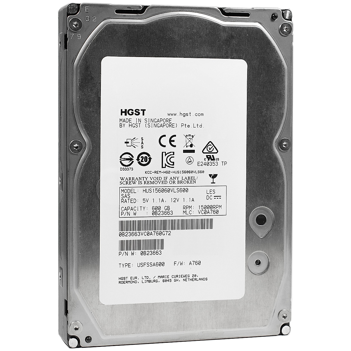 HGST Ultrastar 15K600 | 600GB 15K RPM SAS 6Gb/s 64MB Cache 3.5" Inch | 1.6 Million MTBF | HUS156060VLS600 | Enterprise Hard Disk Drive With Mission Critical Performance (HDD)