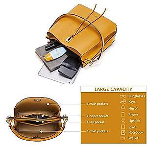 BOSTANTEN Women Handbags Leather Designer Tote Purses Lady Crossbody Bucket Shoulder Hobo Bags for Work Daily (Yellow)