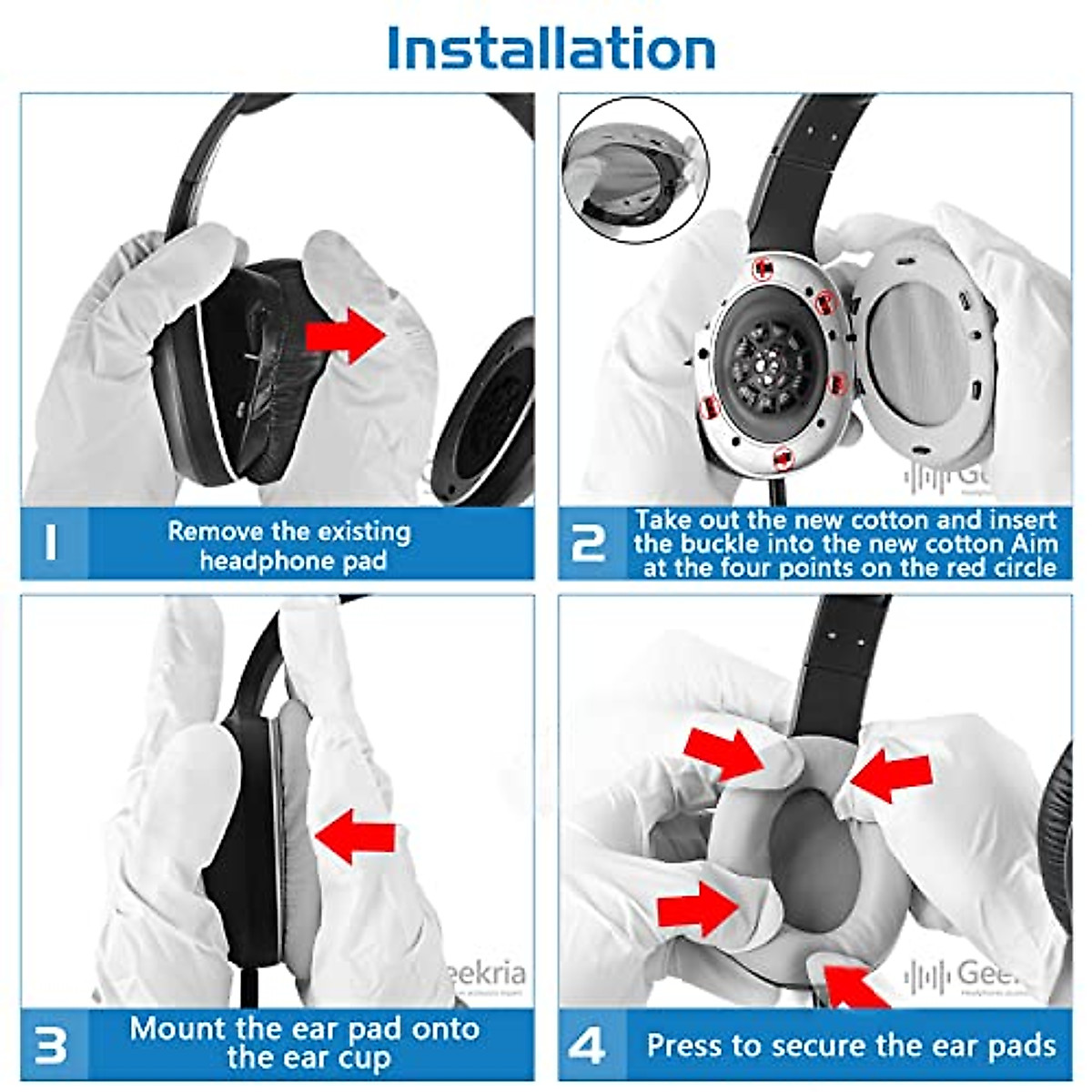 Geekria QuickFit Protein Leather Replacement Ear Pads for Edifier W800BT (CMIIT ID:2019DP1007) Headphones Earpads, Headset Ear Cushion Repair Parts (Black)