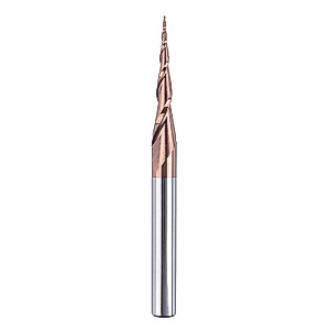 SpeTool Tapered Ball Nose End Mill 1/4" X 3" with 0.5mm Tip Diameter(0.25mm Radius) Ball Nose 5.26Deg Router Bit for CNC Machine Engraving Carving Bits H-Si Coated