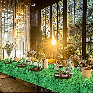 3 Pieces Disposable Plastic Grass Tablecover, Vibrant Green Grass Sign Tablecover for Soccer or Sports Theme Parties Decorations and Supplies, 54 x 108 Inch