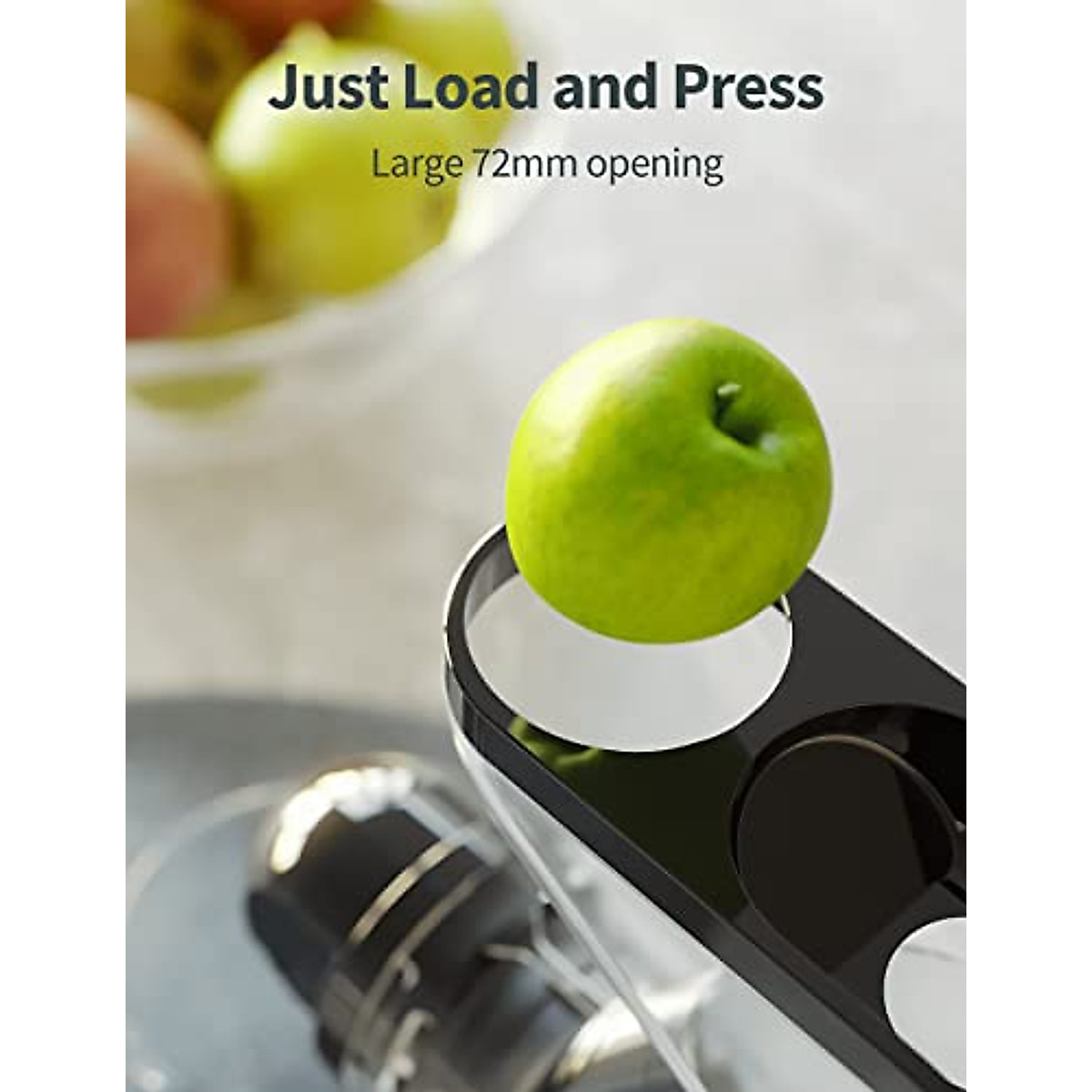 Kalado Slow Juicer Machines Vegetable and Fruit, 3”Extra Large Chute with Quiet Motor & Reverse Function, Cold Press Juicer 200W Power, BPA-Free & 2 Heat-Resistant Glasses in Jet Black