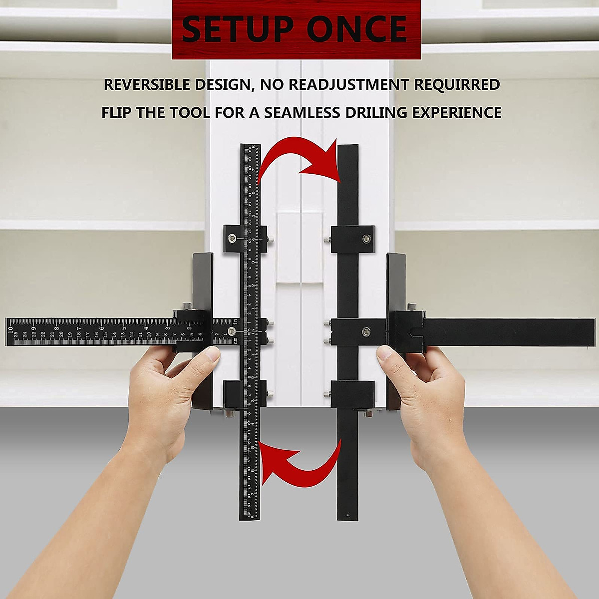 Cabinet Hardware Jig All Aluminum Alloy,Adjustable Drill Guide Template Tool for Installation of Door Drawer Front Knobs Handles and Pulls