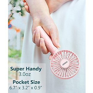 HonHey Handheld Fan Super Mini Personal Fan with Rechargeable Battery Operated and 3 Adjustable Speed Portable Hand Held Fan Eyelash Fan for Girls Women Kids Outdoor Travelling Indoor Office Home (pink)