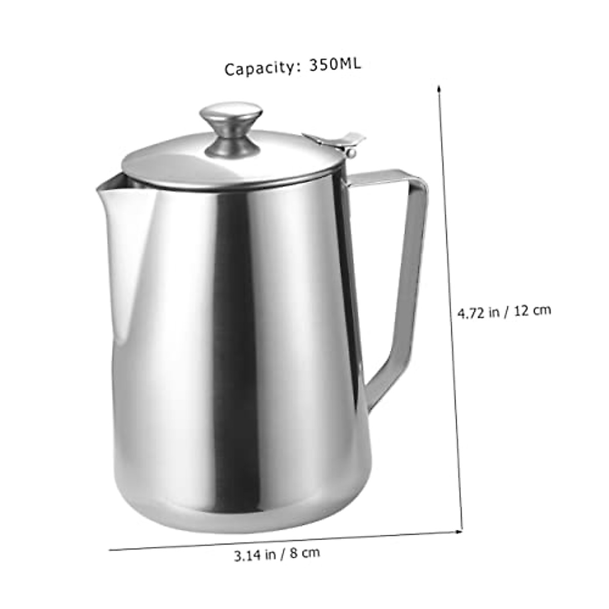 Zerodeko Cold Water Jug Latte Art Pitcher Milk Froth Pitcher Milk Frothing Cup Pulling Coffee Flowers Cup Iced Tea Mugs Espresso Cup Coffee Machine Milk Frother Cup Stainless Steel Silver