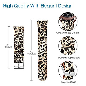 Fintie Band Compatible with Galaxy Watch 5 40mm/44mm/Pro 45mm / Galaxy Watch 4 40mm/44mm and Classic 42mm/46mm / Galaxy Watch 3 41mm / Galaxy Watch 42mm, 20mm Genuine Leather Band Replacement Strap Wristband, Classic Leopard