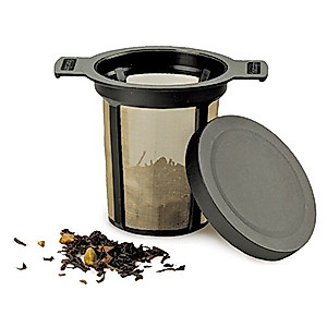 RSVP International Endurance Finium Collection, Loose Leaf Brewing Basket, 3.75" Diameter, Black Heat Retention Lid