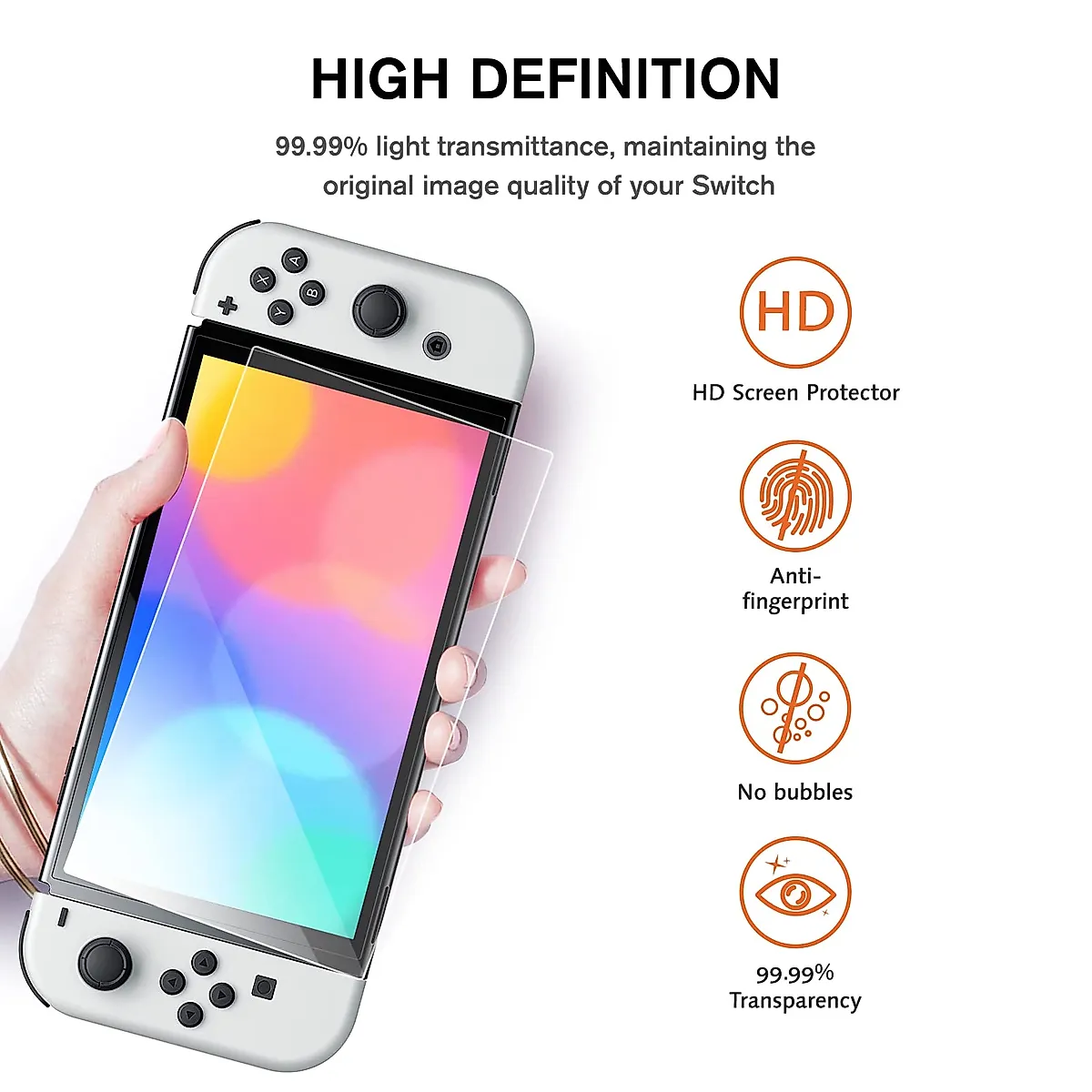 KCT Tempered Glass Screen Protector Compatible with Nintendo Switch OLED Model 2021, EZ Kit, Automatic Alignment - 2 Pack