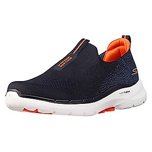 Skechers Men's Gowalk 6-Stretch Fit Slip-On Athletic Performance Walking Shoe, Navy/Orange, 12