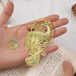 YotoTable Bookmark with Chain 2022 Gift for Women Men Her Him Boy Girl Kid Book Lover (Peacock)